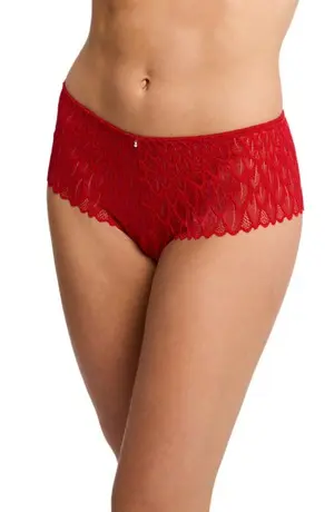 MONTELLE INTIMATES Feather Lace Brazilian Briefs - Sweet Red