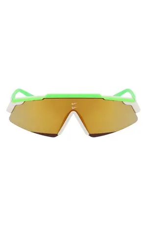Nike Marquee M 66mm Oversize Shield Sunglasses - Green Strike/bronze Mirror