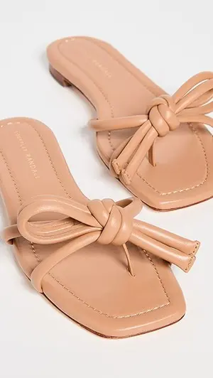 LOEFFLER RANDALL Hadley Leather Bow Flat Sandals - Dune