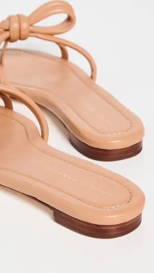LOEFFLER RANDALL Hadley Leather Bow Flat Sandals - Dune