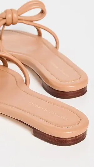 LOEFFLER RANDALL Hadley Leather Bow Flat Sandals - Dune