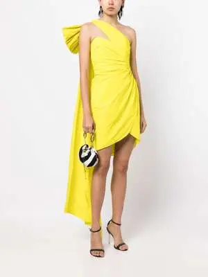 Marchesa One-shoulder Taffeta Mini Dress