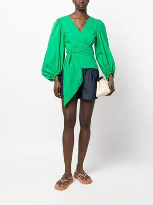 P.a.r.o.s.h Wraparound V-neck Blouse - Green