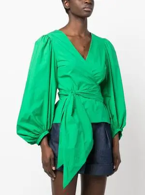 P.a.r.o.s.h Wraparound V-neck Blouse - Green