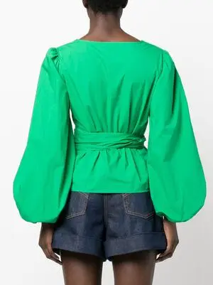 P.a.r.o.s.h Wraparound V-neck Blouse - Green