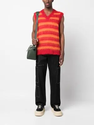 Marni Brushed-mohair Striped Vest - Red
