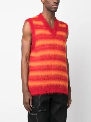 Marni Brushed-mohair Striped Vest - Red