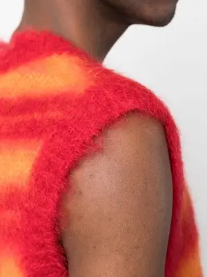 Marni Brushed-mohair Striped Vest - Red