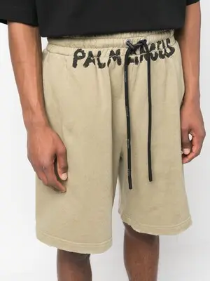 Palm Angels Logo-print Drawstring Shorts - Green