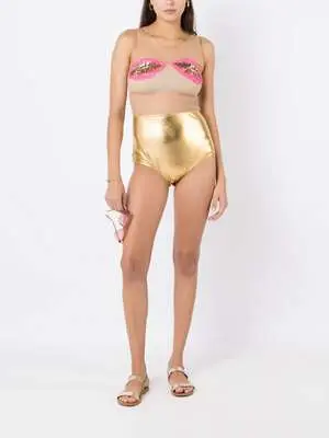 BRIGITTE Lips-embellished One-piece - Gold