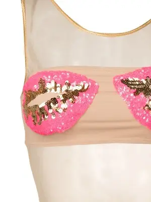 BRIGITTE Lips-embellished One-piece - Gold