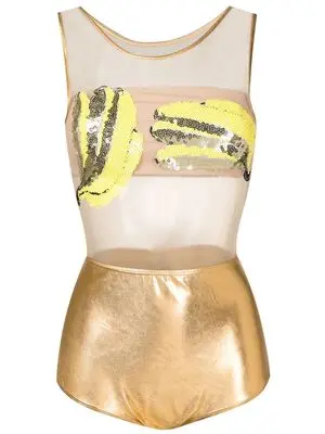 BRIGITTE Banana-Embellished One-Piece Gold