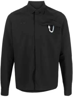 HELIOT EMIL Carabiner-detail Plain Shirt - Black