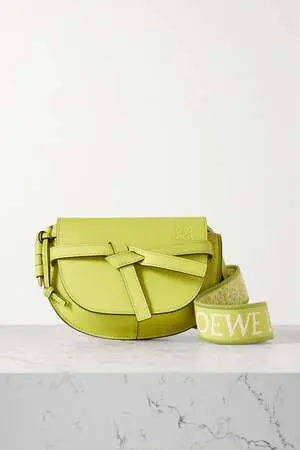 Loewe LOEWE Gate Mini Canvas Jacquard-trimmed Leather Shoulder Bag | NET-A-PORTER MC Green
