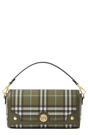 Burberry Check & Leather Crossbody Bag - Olive Green
