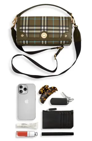 Burberry Check & Leather Crossbody Bag - Olive Green