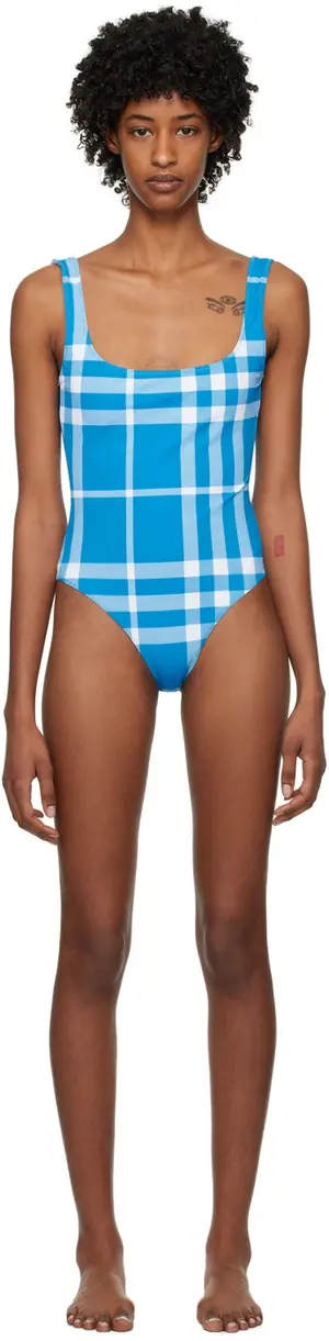 Burberry Burberry Blue Check One-Piece Swimsuit - Vivid Blue Ip Check