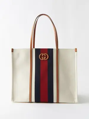 Gucci Gucci - GG-logo Large Web Stripe Canvas Tote Bag - Womens - White Multi - ONE SIZE - White Multi