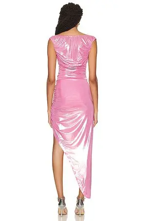 Norma Kamali Tara Side Drape Gown In Pink
