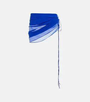 LAQUAN SMITH Silk Mini Wrap Skirt - Blue