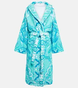 Etro Paisley Printed Cotton Bathrobe - Blue