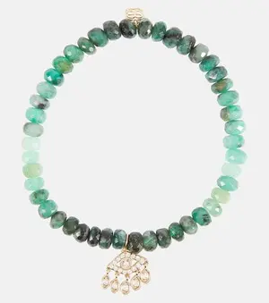 SYDNEY EVAN Evil Eye Fringe Bracelet - Green