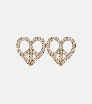 SYDNEY EVAN Peace Heart Diamond Stud Earrings - Gold