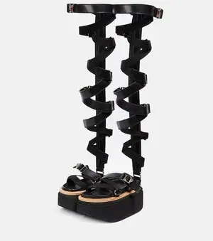 Sacai Lace-up Leather Sandals