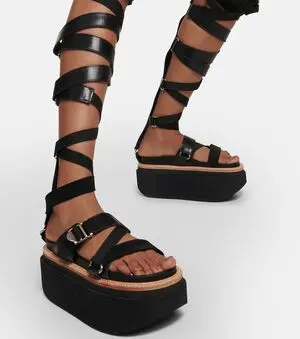 Sacai Lace-up Leather Sandals