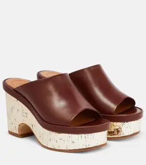 Chloé Oli Leather Platform Mules