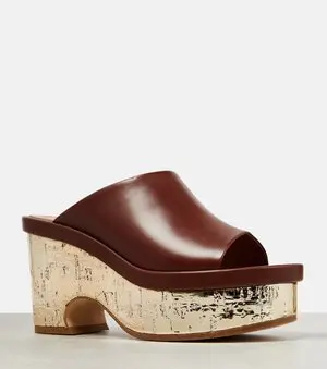 Chloé Oli Leather Platform Mules