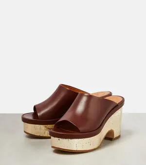 Chloé Oli Leather Platform Mules
