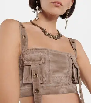 Blumarine Denim Crop Top - Grey