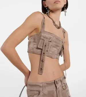 Blumarine Denim Crop Top - Grey