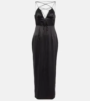 Black Silk Blend Evening Dresses