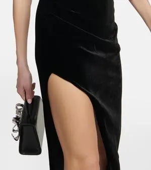 Alessandra Rich One-shoulder Velvet Maxi Dress