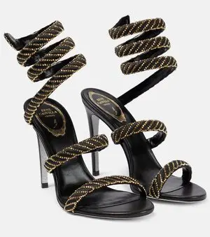 Rene Caovilla Braided Embellished Satin Sandals