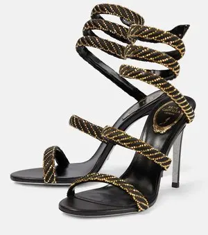 Rene Caovilla Braided Embellished Satin Sandals