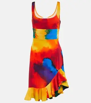Rabanne Printed Asymmetrical Minidress - Multicoloured