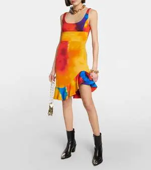 Rabanne Printed Asymmetrical Minidress - Multicoloured