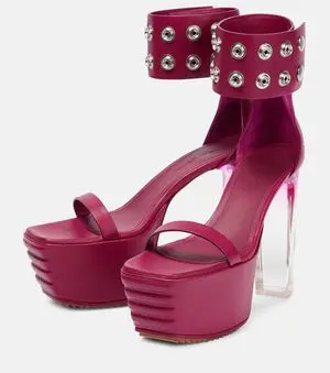 Rick Owens Minimal Leather Platform Sandals - Pink