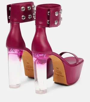Rick Owens Minimal Leather Platform Sandals - Pink