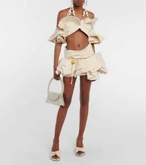 Jacquemus La Brassière Artichaut Cotton Crop Top - White