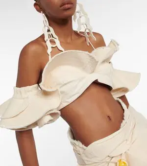 Jacquemus La Brassière Artichaut Cotton Crop Top - White