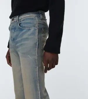 Amiri Distressed Embellished Denim Jeans