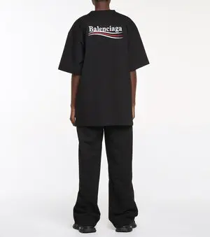 Balenciaga Logo Cotton T-shirt - Black