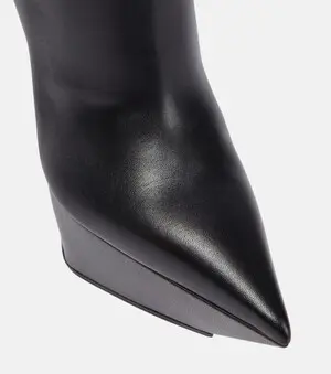 Amina Muaddi Yigit Leather Platform Ankle Boots