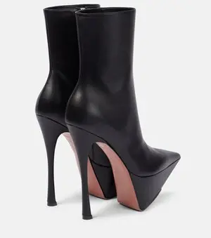 Amina Muaddi Yigit Leather Platform Ankle Boots