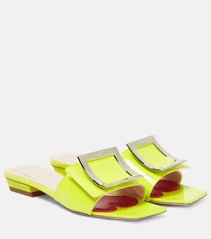 ROGER VIVIER Love 45 Patent Leather Mules - Green
