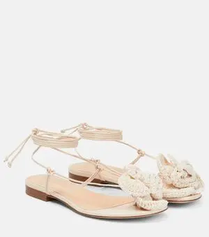 Magda Butrym Crochet And Leather Sandals - Beige